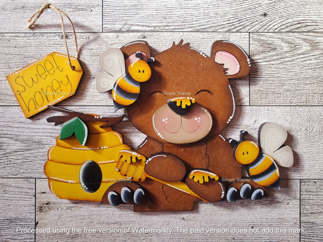 Bear and Bees Interchangeable Basket Insert Large or Mini, Hand-painted ...