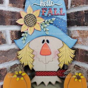 Hello Fall Scarecrow Door Hanger, DIY Kit or Hand-painted, Fall Decor ...
