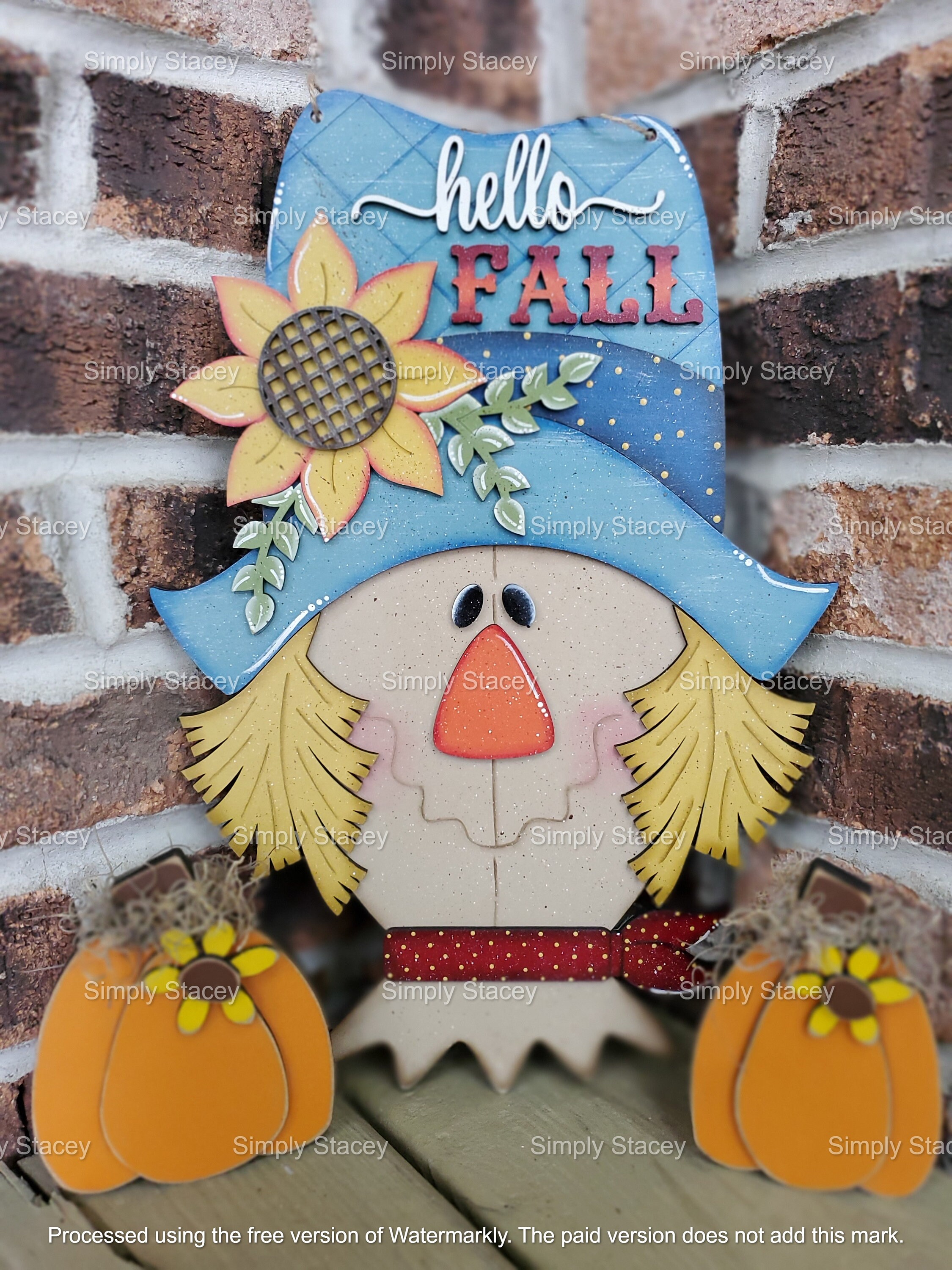 Hello Fall Scarecrow Door Hanger, DIY Kit or Hand-painted, Fall Decor ...