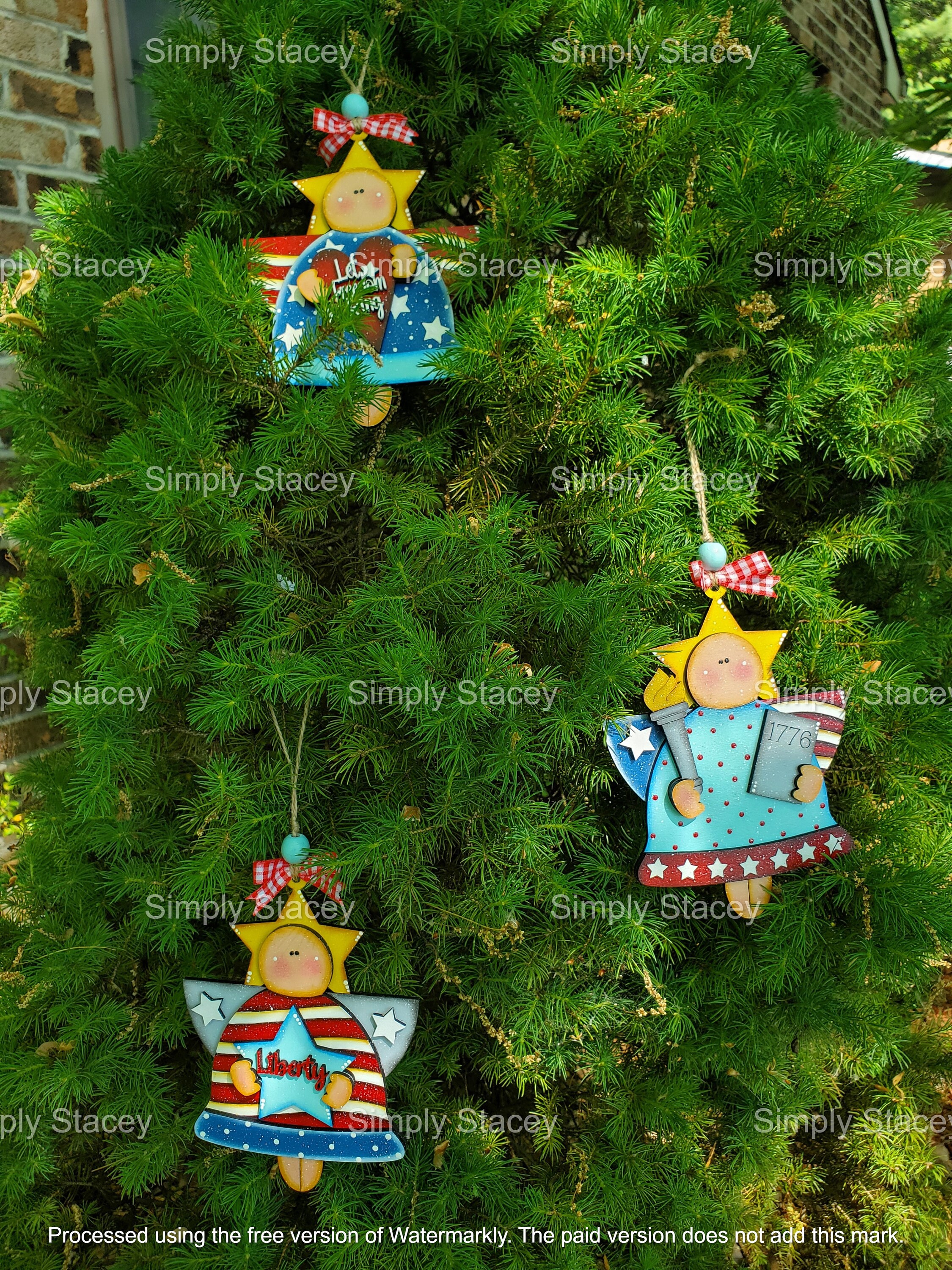 Lady Liberty Angel Ornaments, DIY Wood Kit or Hand-painted, 4th of July ...