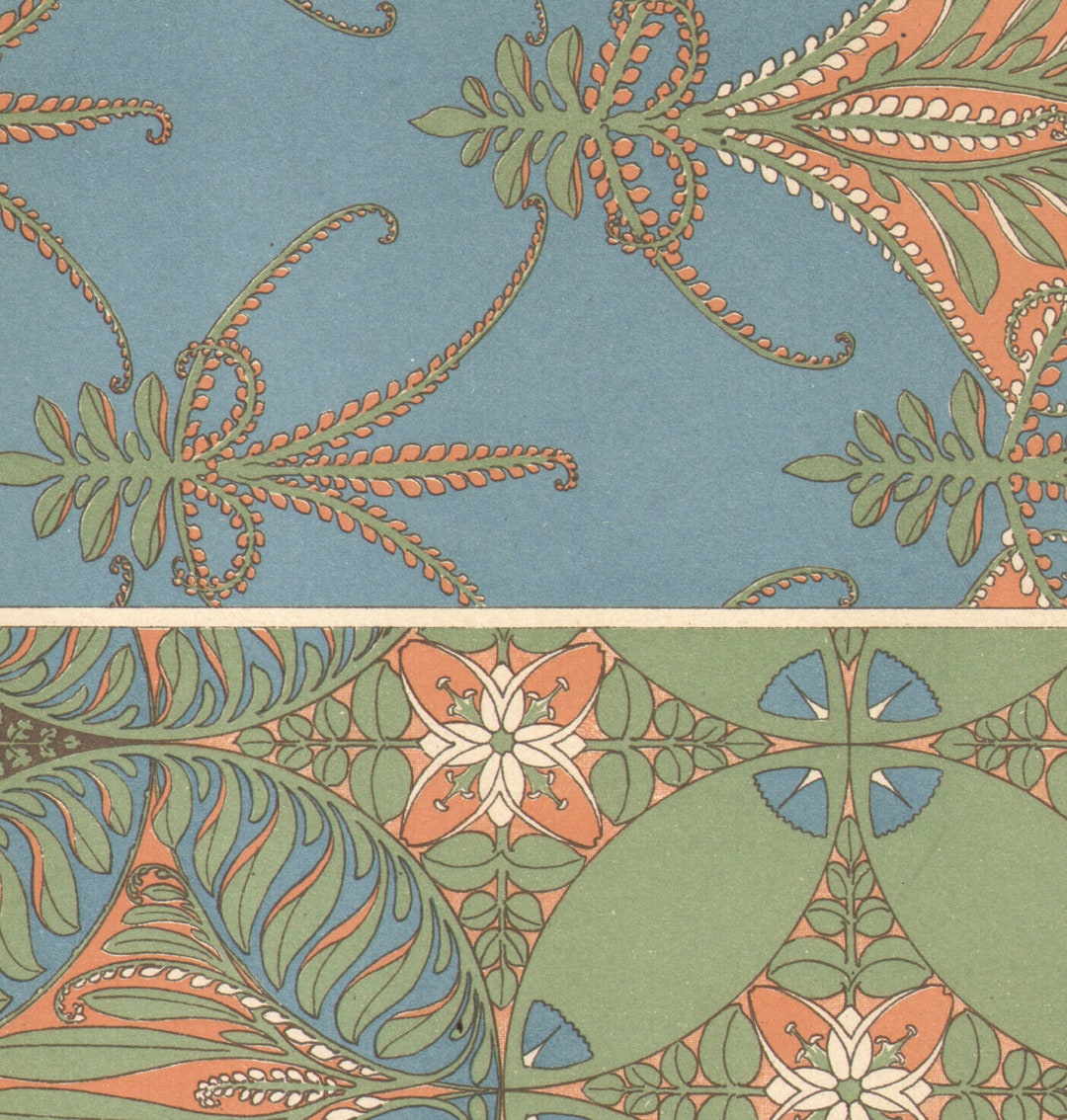 1900 Art Nouveau Lithograph Ceiling and Wall Decoration J.B Heukelom - Etsy