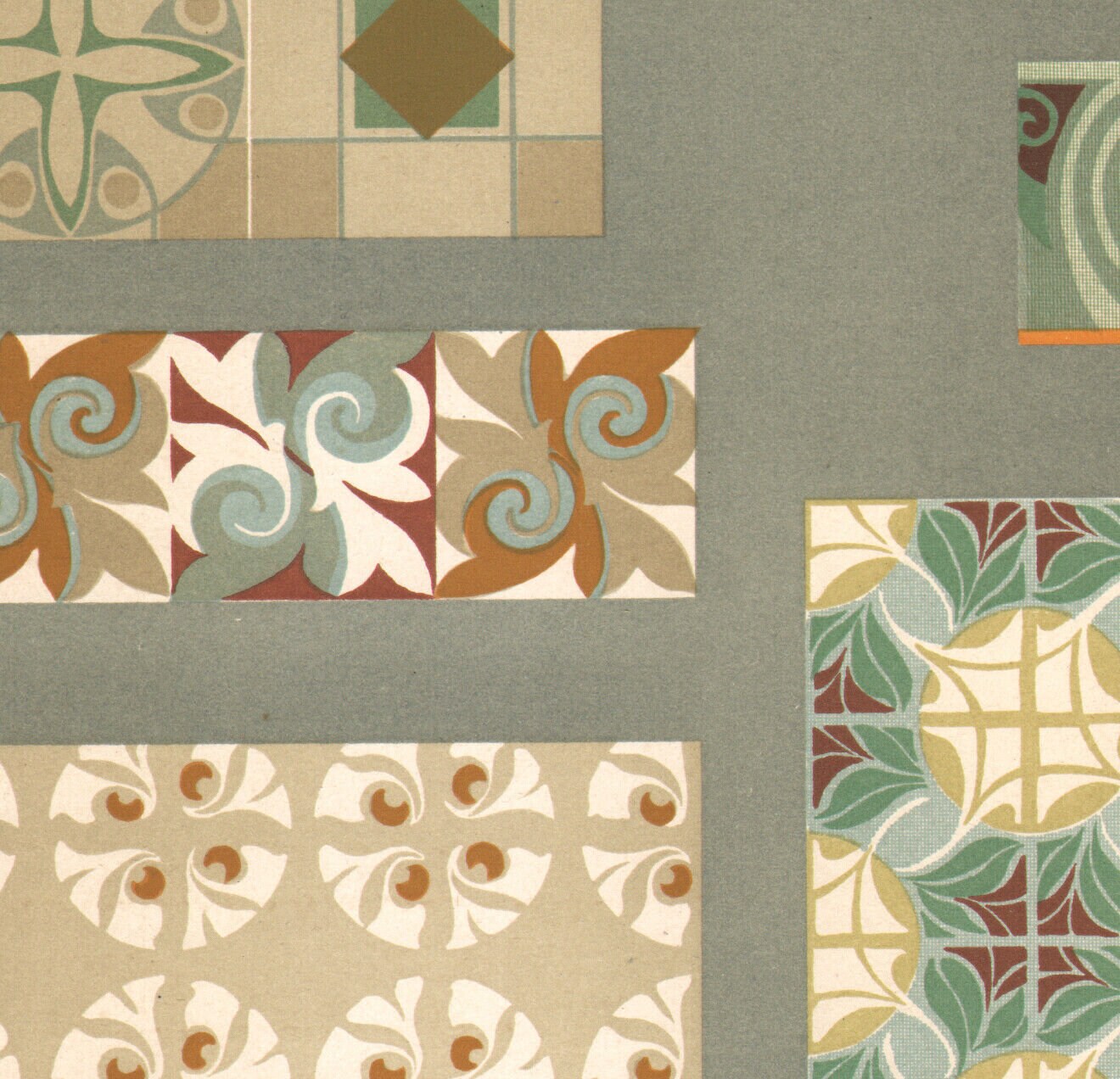 1900 Art Nouveau Lithograph Tile Patterns René Beauclair Decoration - Etsy