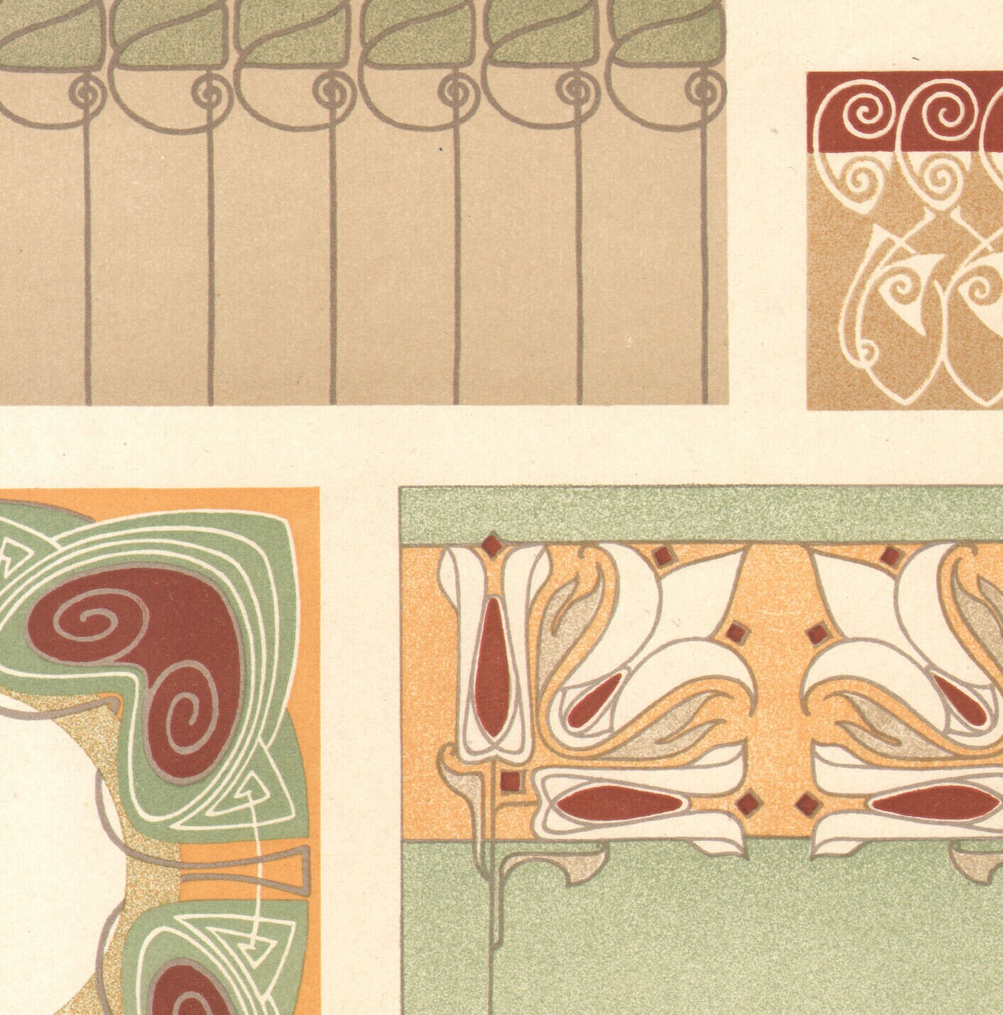 1900 Lithograph Motifs Decoration René Beauclair Art Nouveau ...