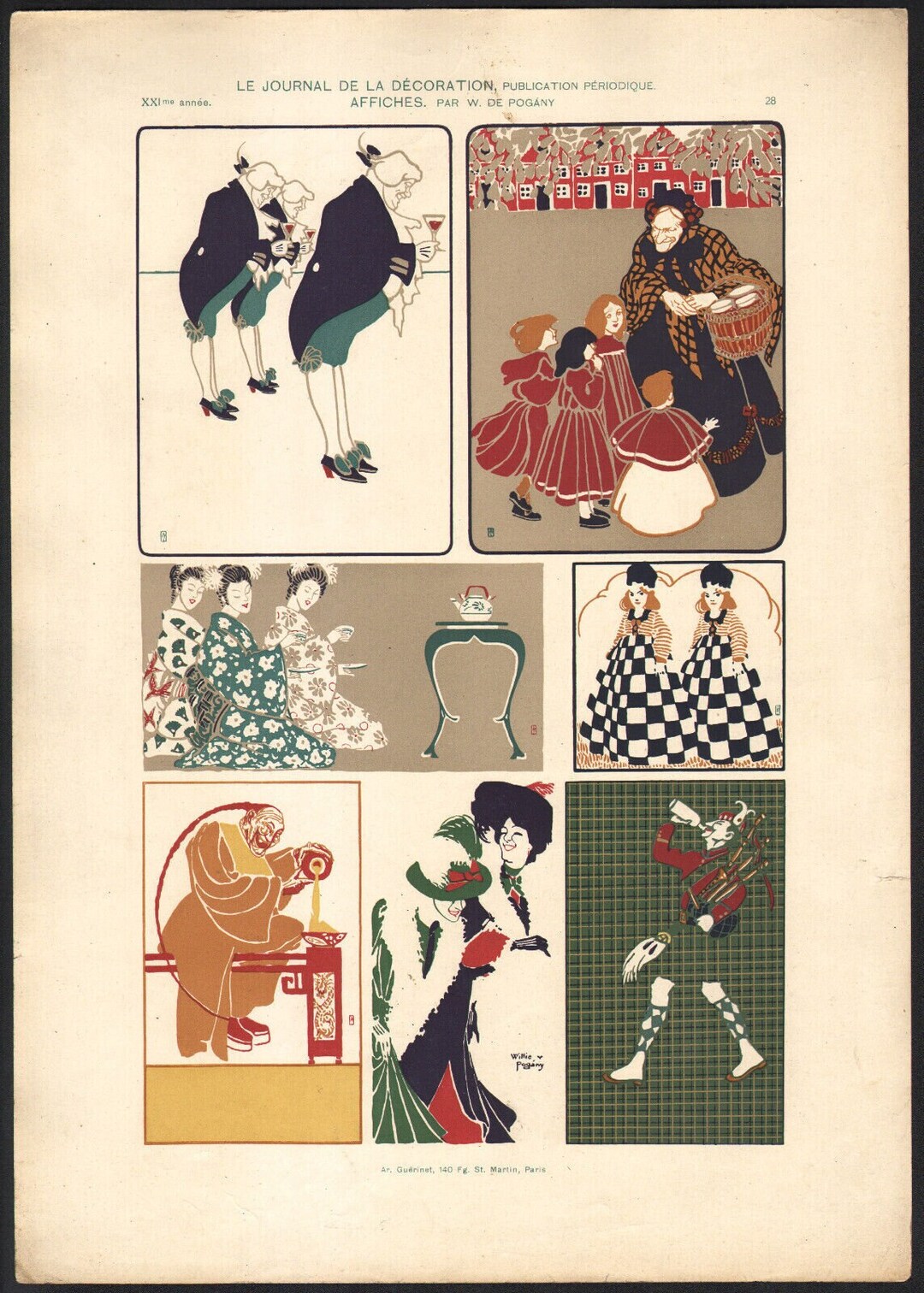 1910 Lithograph Art Nouveau Posters Tea Characters Willy Pogány - Etsy