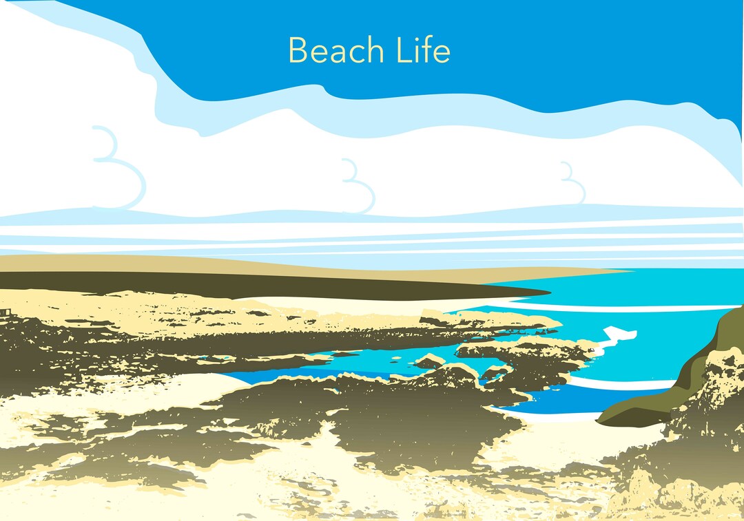 Beach Life Downloadable Art Deco Art Prints, Indie Room Decor ...