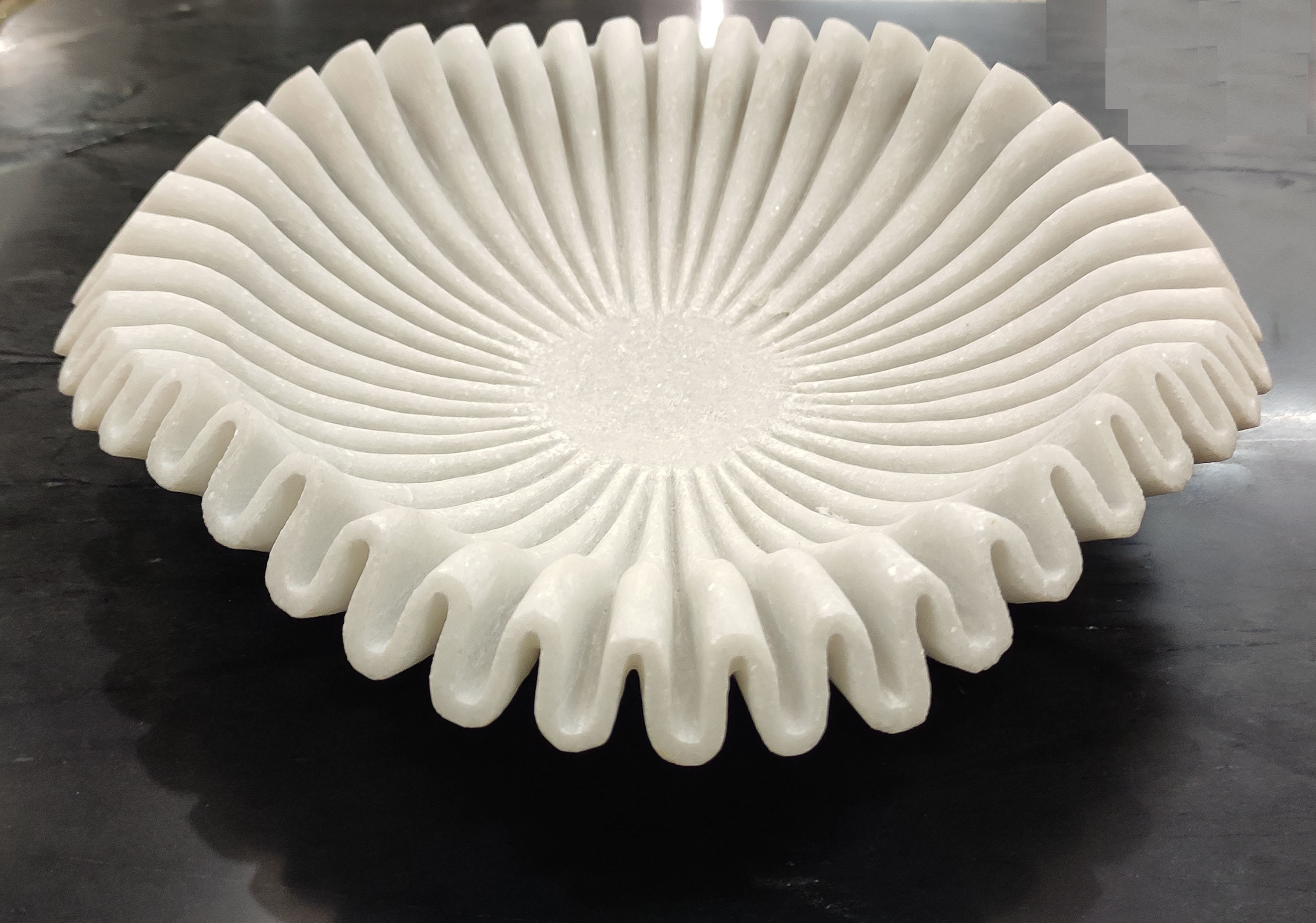 Marble Fluted Bowl, Scalloped Bowl, Marble Ruffle Bowl, Marble ...