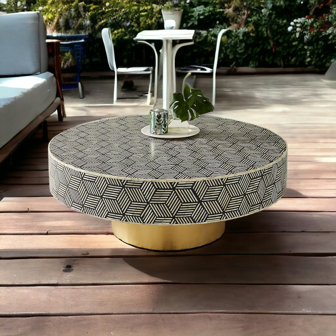 Handmade Bone Inlay Coffee Table, Camel Bone Inlay Table, Bone Inlay ...