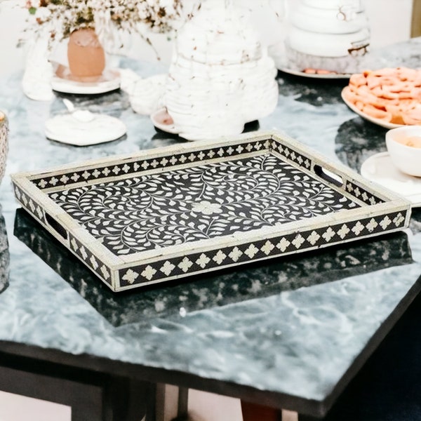 Green Floral Bone Tray - Etsy UK