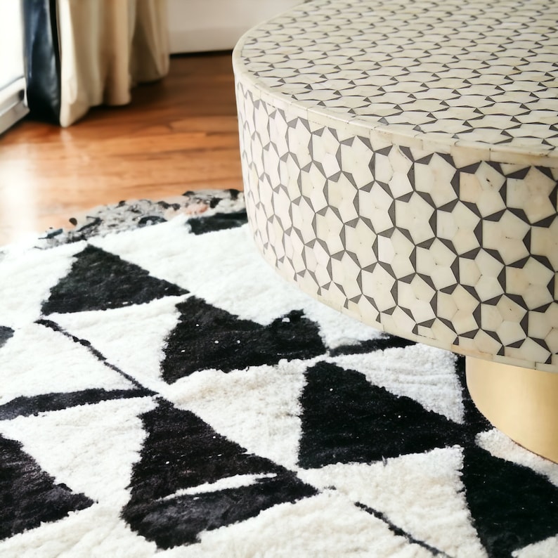 Targua Handmade Bone Inlay Coffee Table, Camel Bone Inlay Table, Bone ...