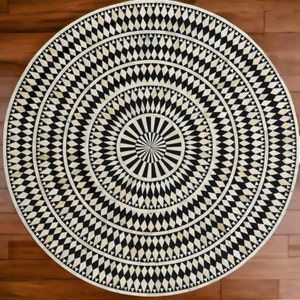 Bone Inlay Wooden Modern Dining Table, Handmade Bone Inlay Floral ...