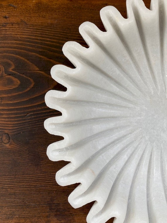 Handcrafted Marble Ruffle Bowl Decorative Flower Bowl Vintage - Etsy