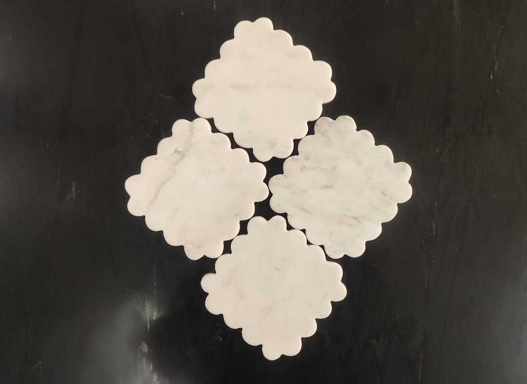 Natural White Marble Coasters, Coaster Set, Marble Coasters, Wine ...