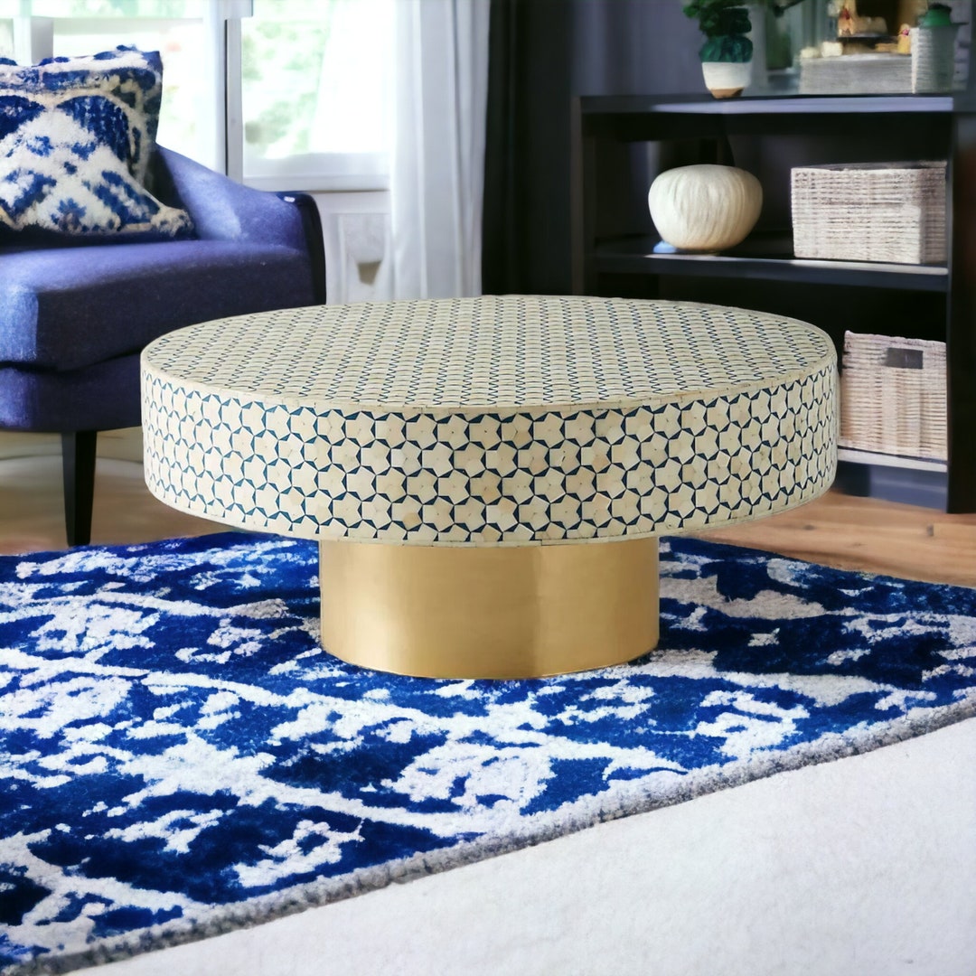 Handmade Targua Bone Inlay Coffee Table, Camel Bone Inlay Table, Bone ...