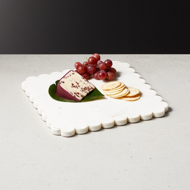 White Marble Scalloped Serving Board Marble Cheese Board - Etsy