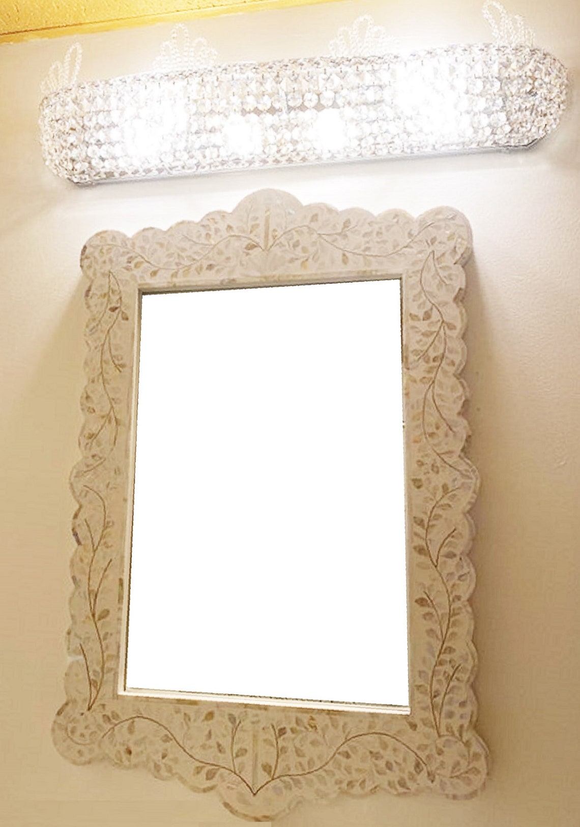 Mother of Pearl Inlay Floral Pattern Mirror Frame Mother of | Etsy