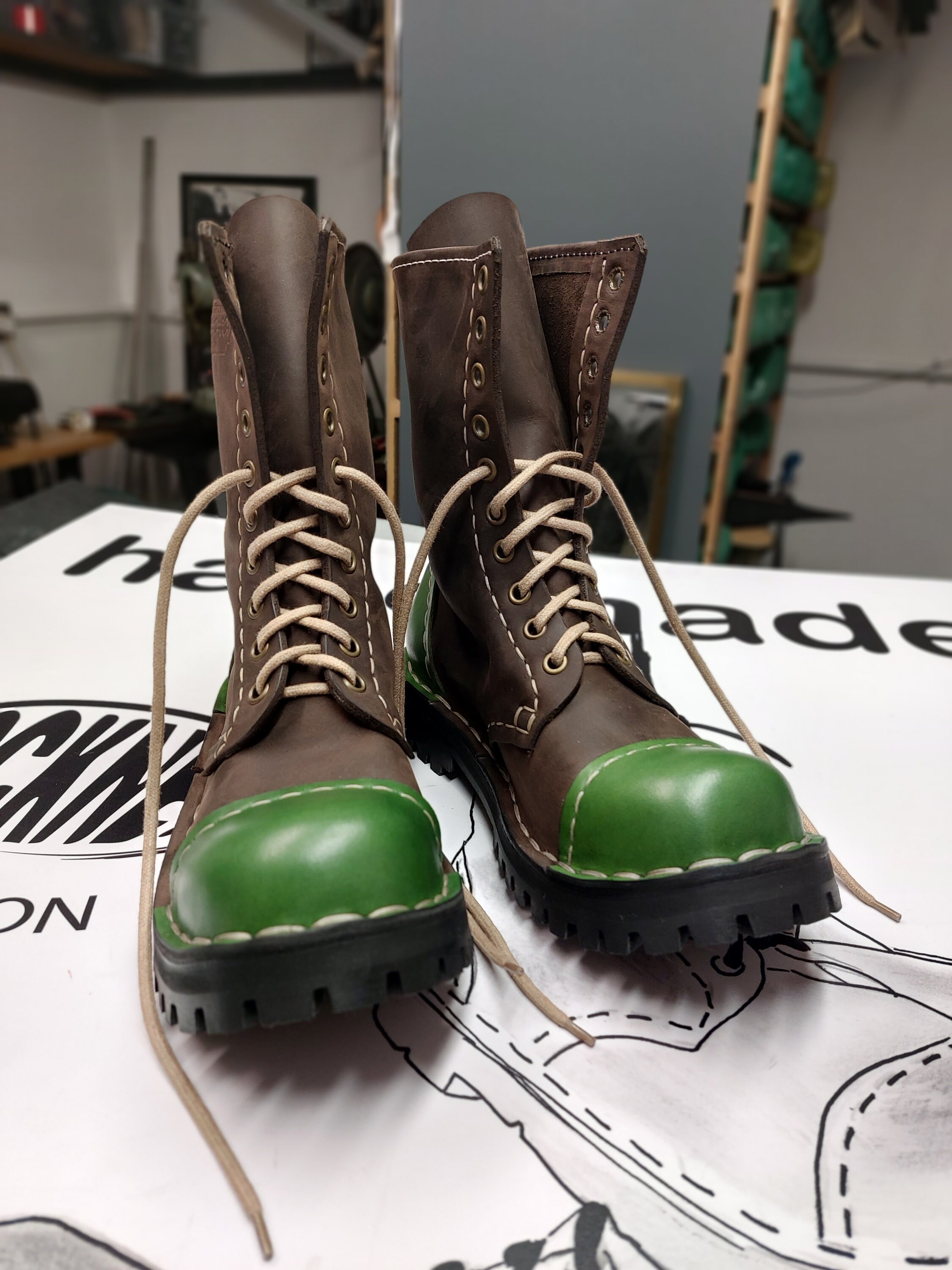 Handmade Cockney Boots, Hand Stitched Genuine Crazy Horse Brown Leather ...