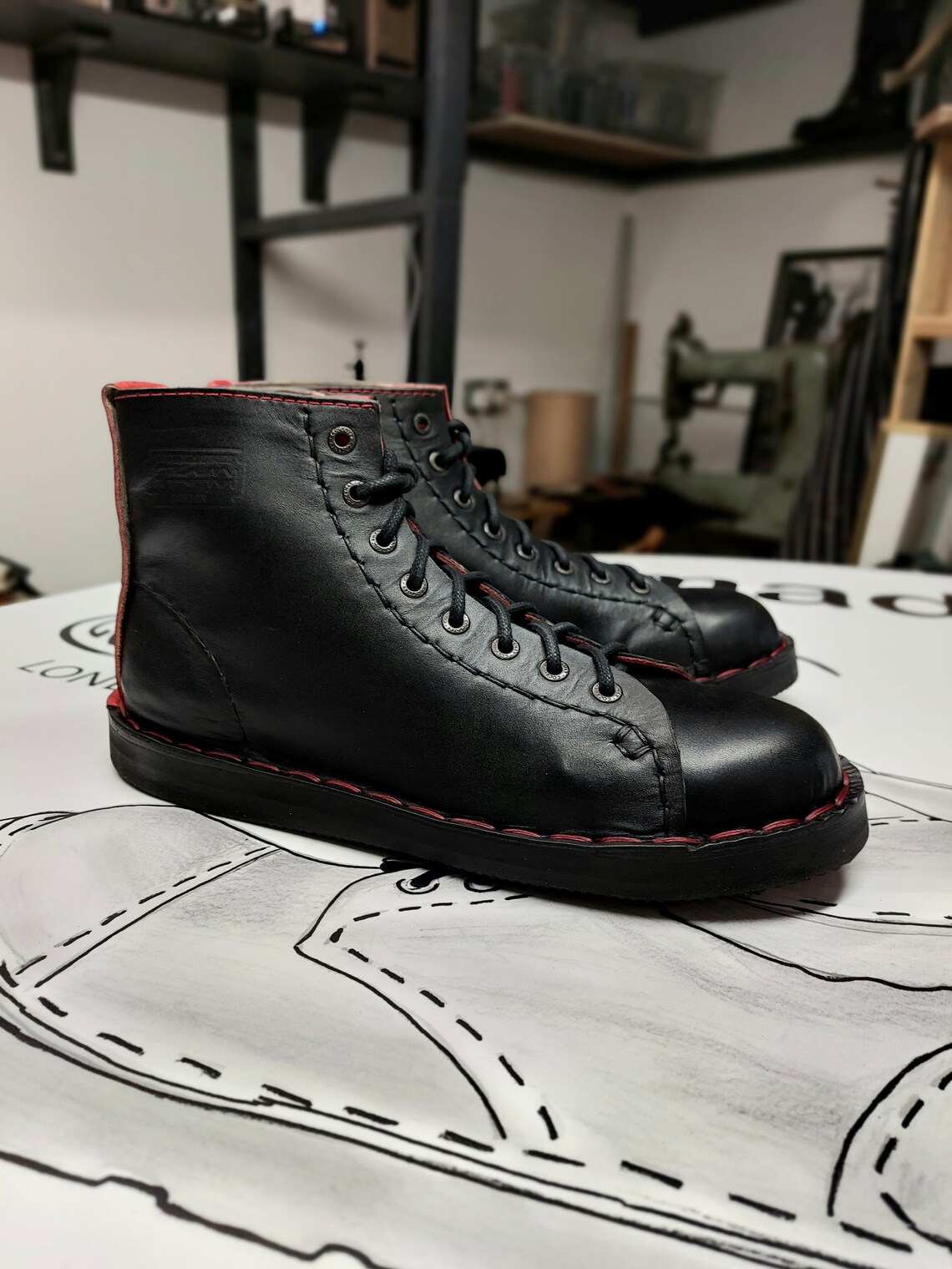 Handmade Cockney Monkey Boots, 'step' Lace-to-toe, Roofer Boots ...