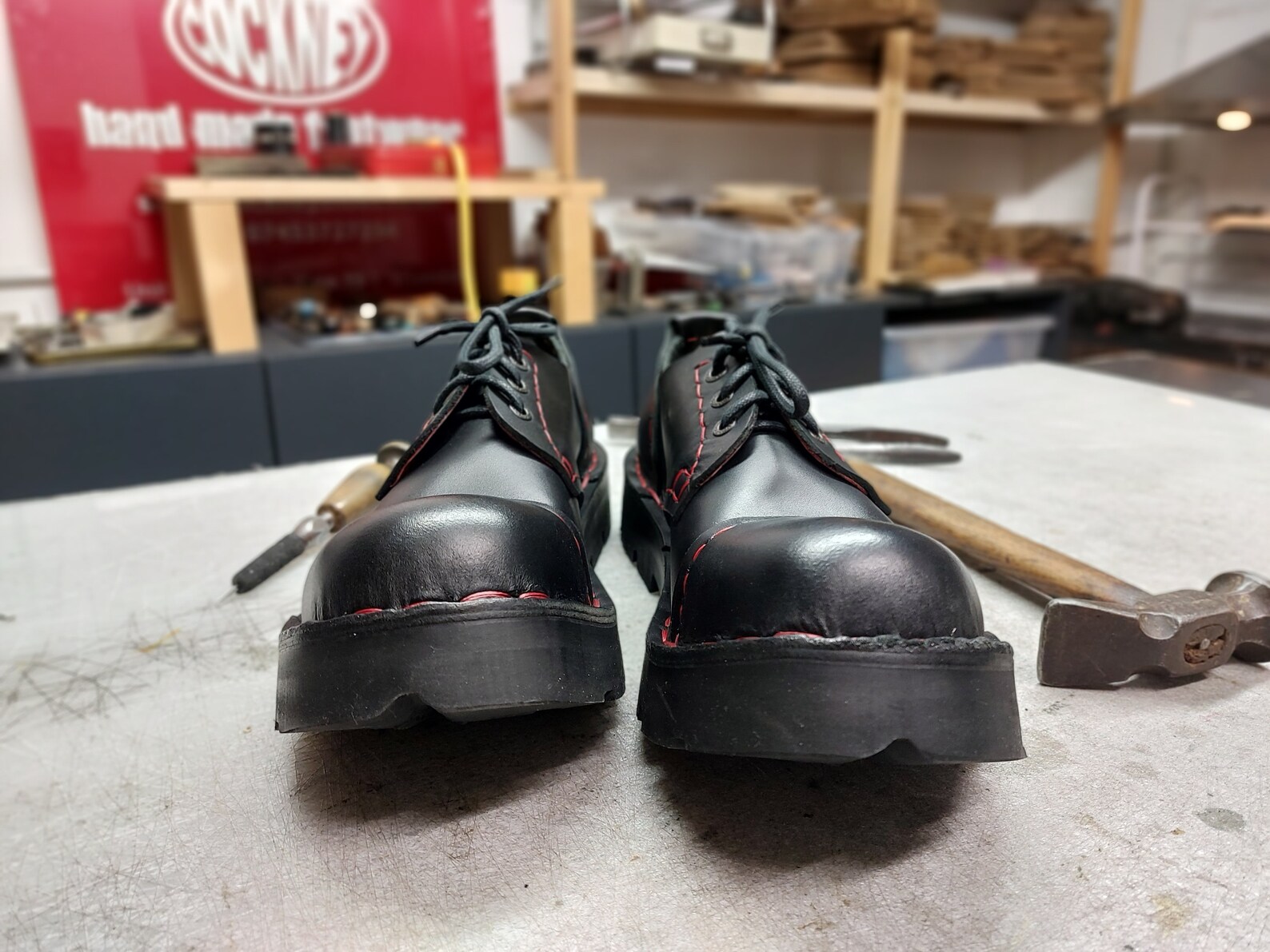 Handmade Cockney Shoes, 3' Eyelets Black Full Grain Leather, Steel Toe ...