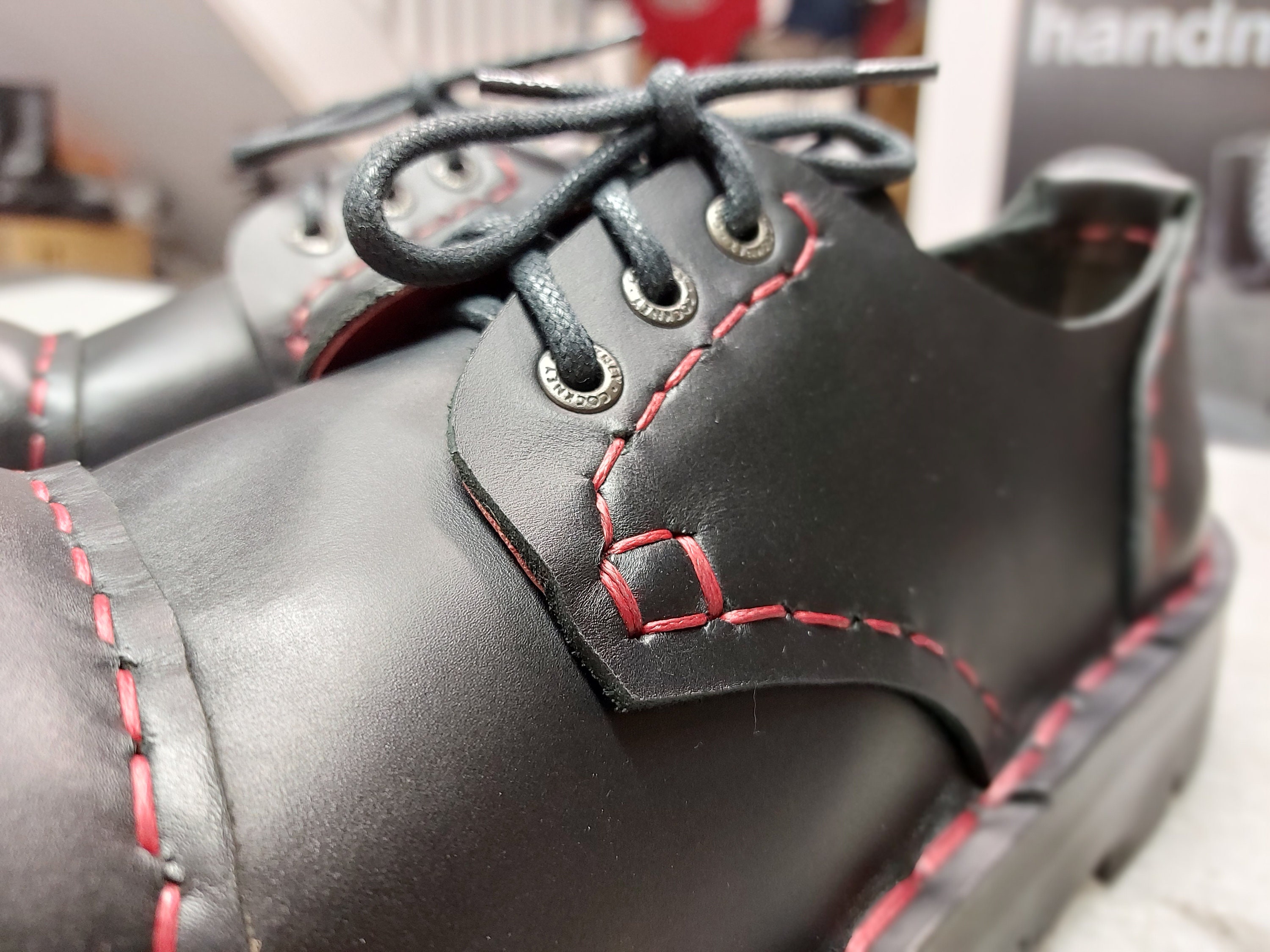 Handmade Cockney Shoes, 3' Eyelets Black Full Grain Leather, Steel Toe ...