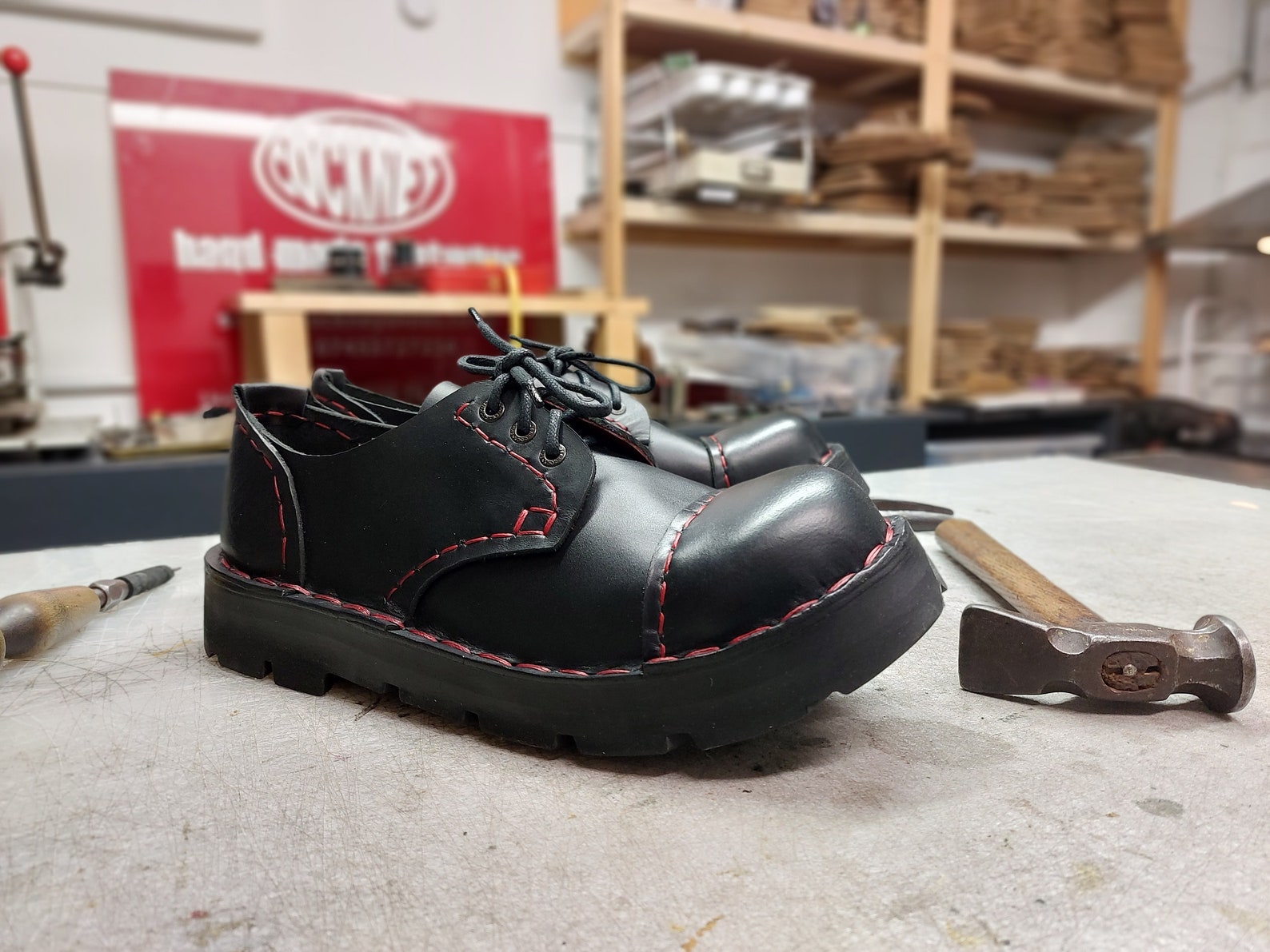 Handmade Cockney Shoes, 3' Eyelets Black Full Grain Leather, Steel Toe ...