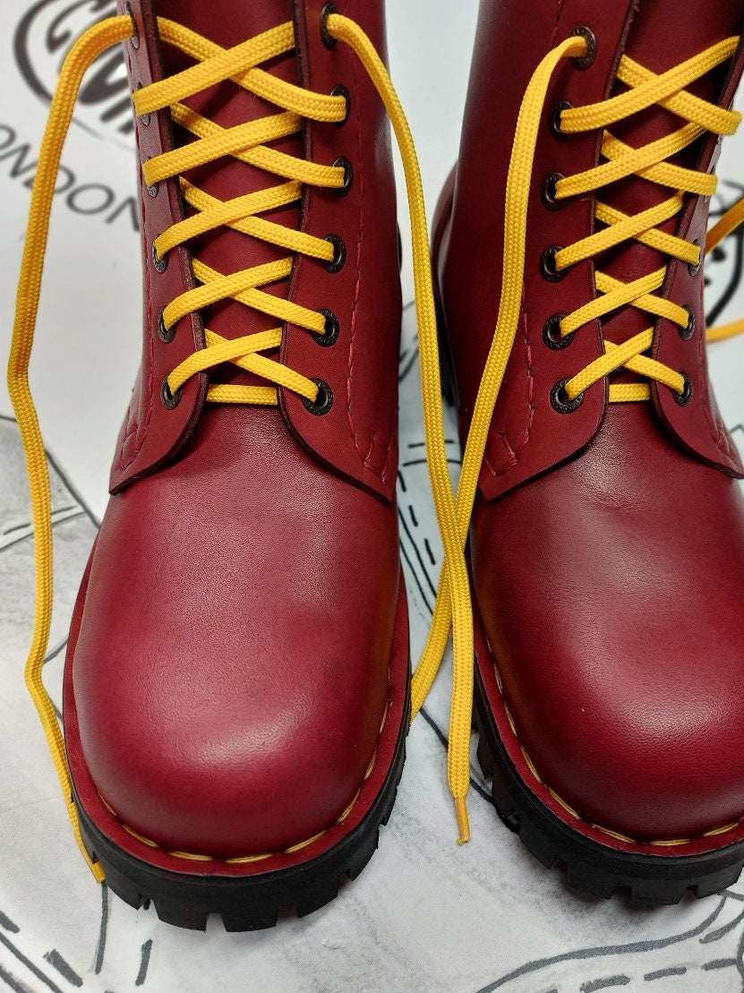 Handmade Cockney Boots, 10' Eyelets, Full Grain Hand Dyed Burgundy ...