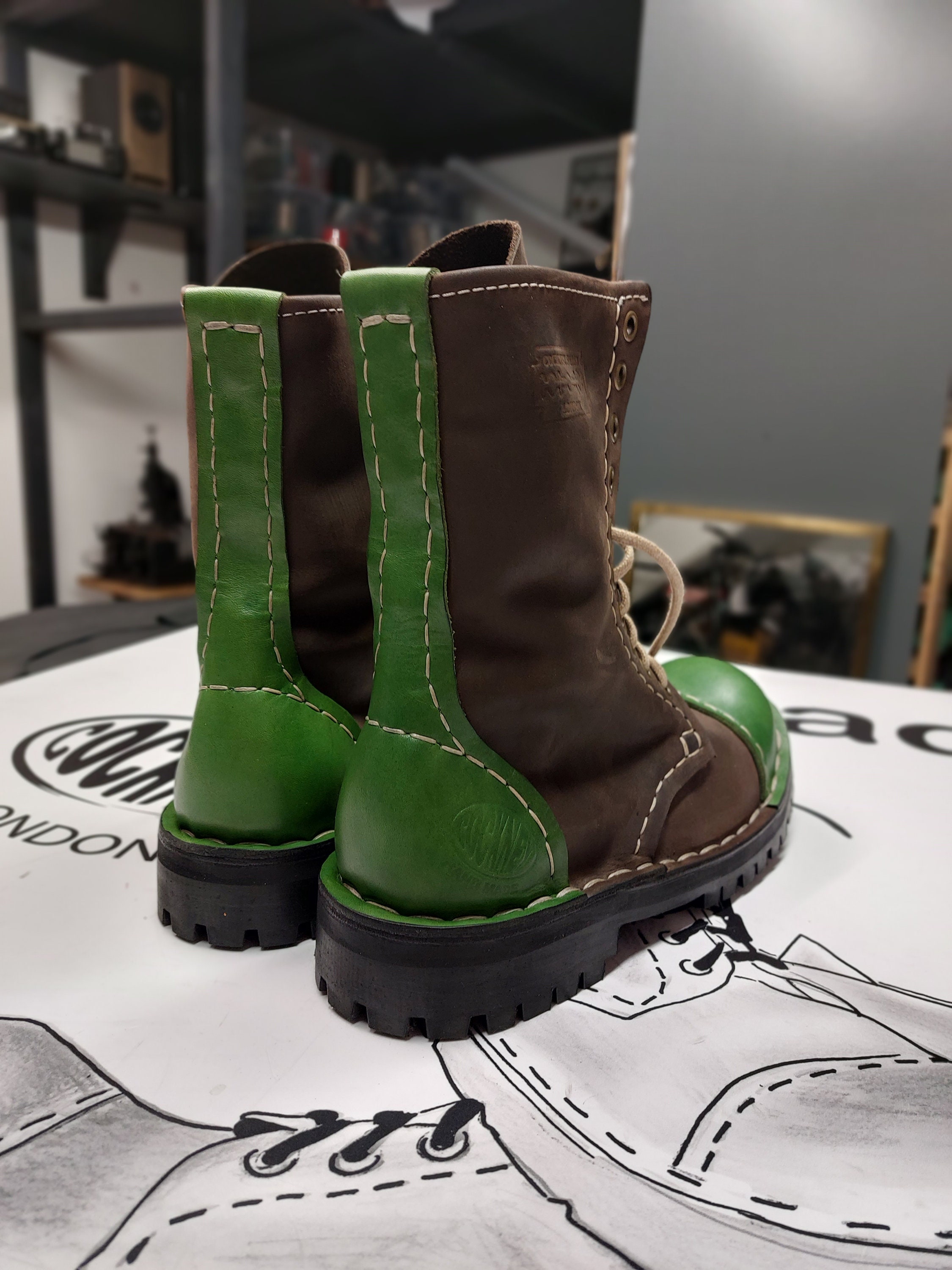 Handmade Cockney Boots, Hand Stitched Genuine Crazy Horse Brown Leather ...