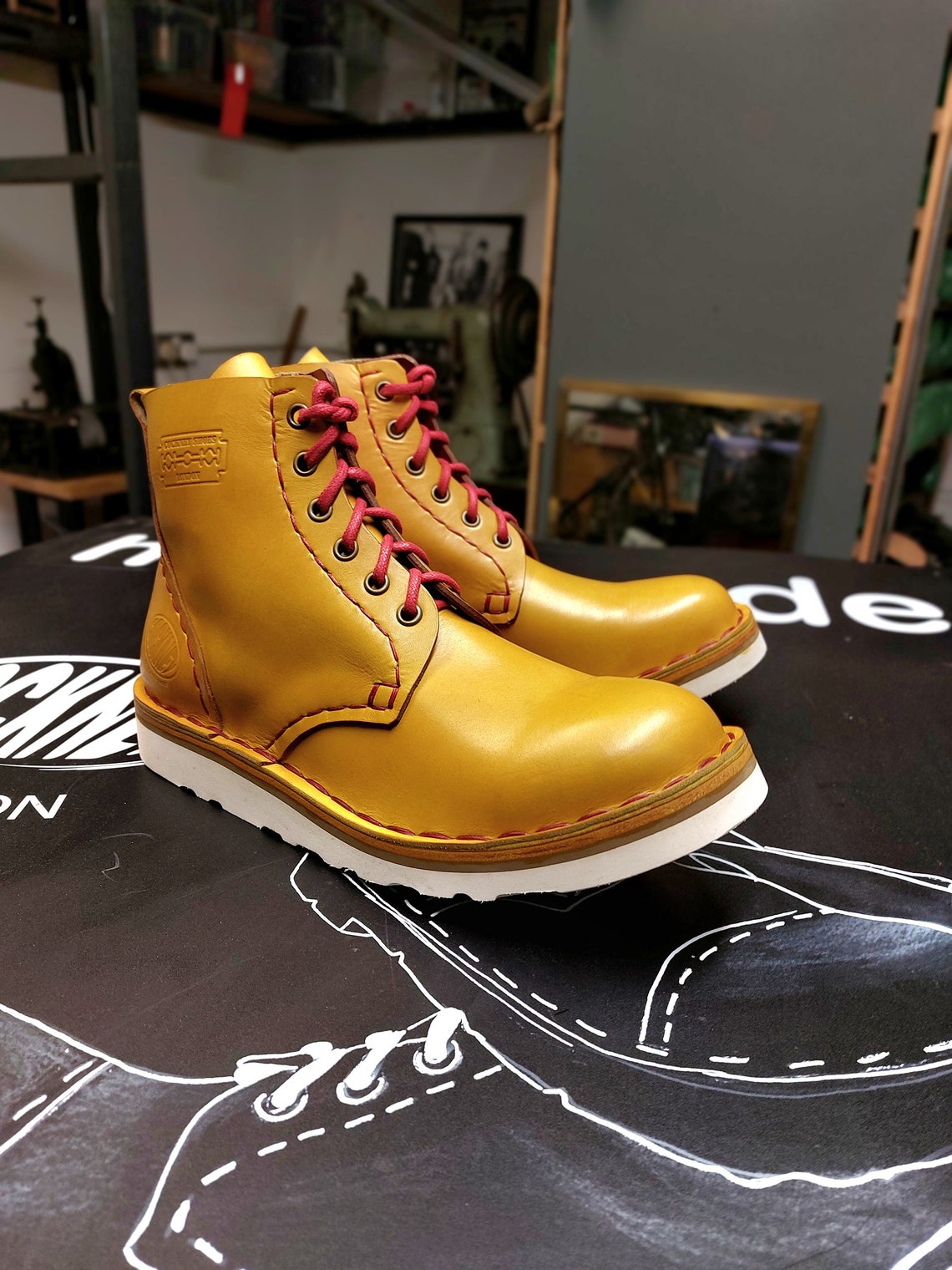 Handmade Cockney Casual Boots. Yellow Mustard Genuine Soft and Confty ...