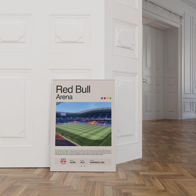 Red Bull Arena Poster Mid Century Modern, Preppy Prints Vintage Poster ...