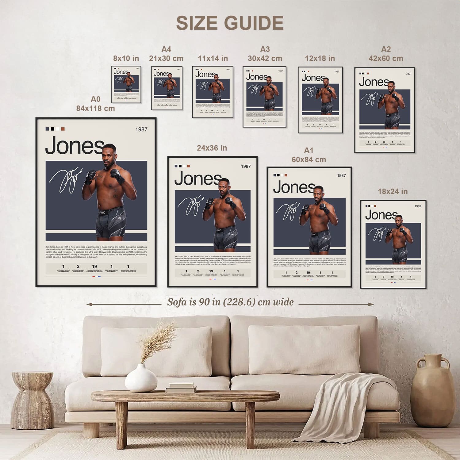 Jon Jones Poster, UFC Poster, MMA Poster, Boxing Poster, Sports Poster ...