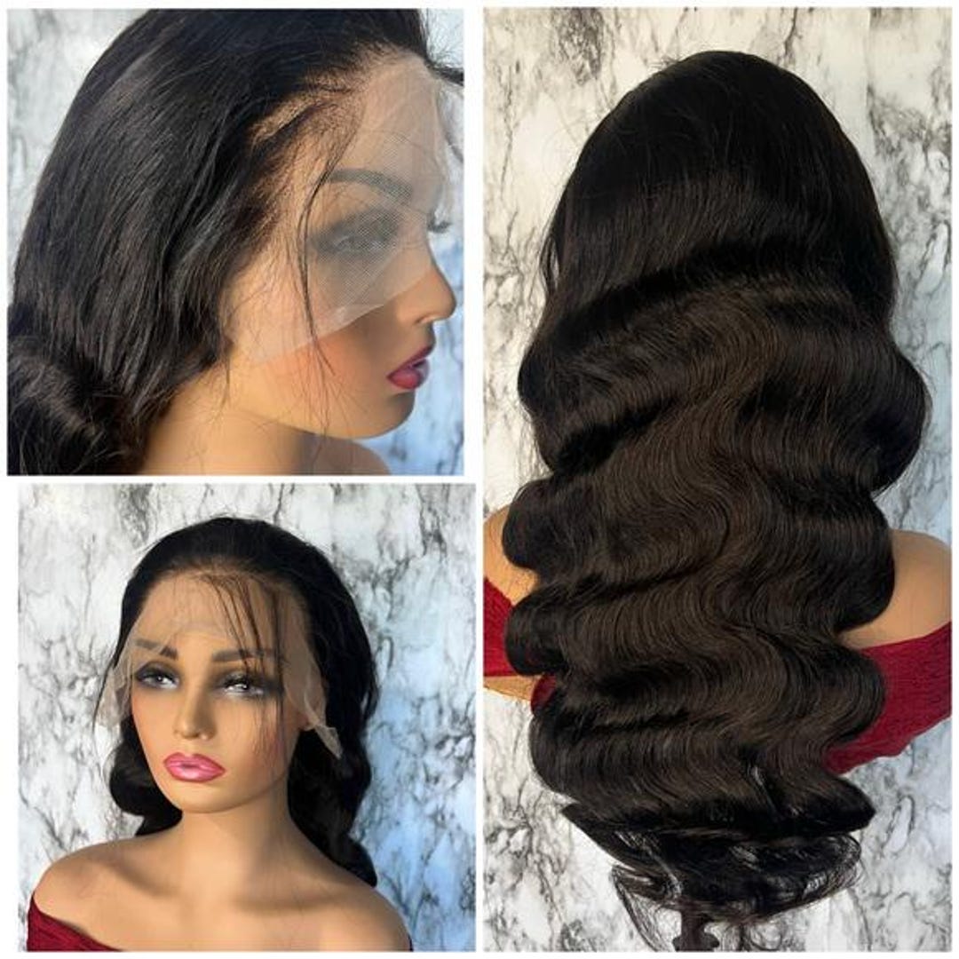 28 Inch Body Wave Glueless Lace Front Wig 180 Density 13x4 HD Natural ...
