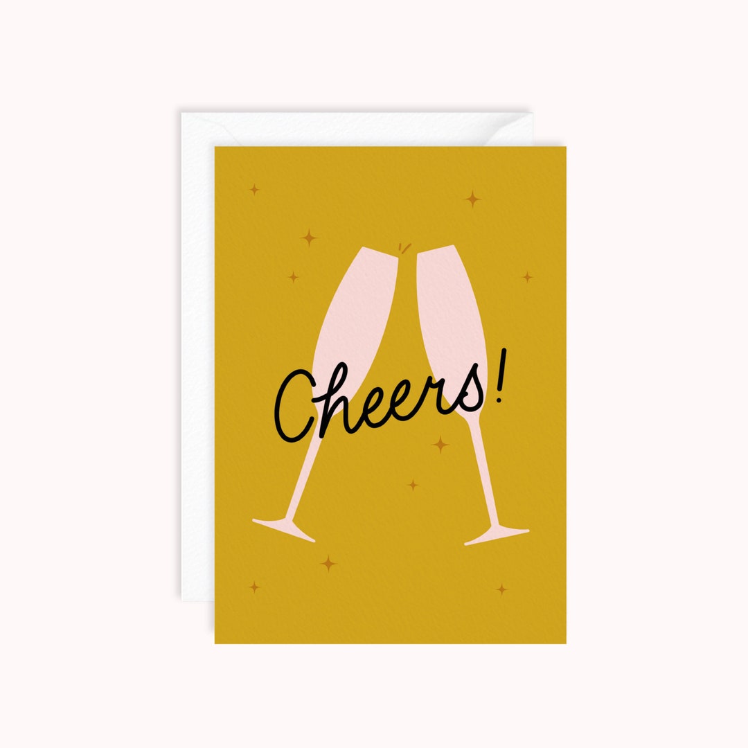 Cheers Greeting Card | Toasting With Champagne | Congratulations Card ...