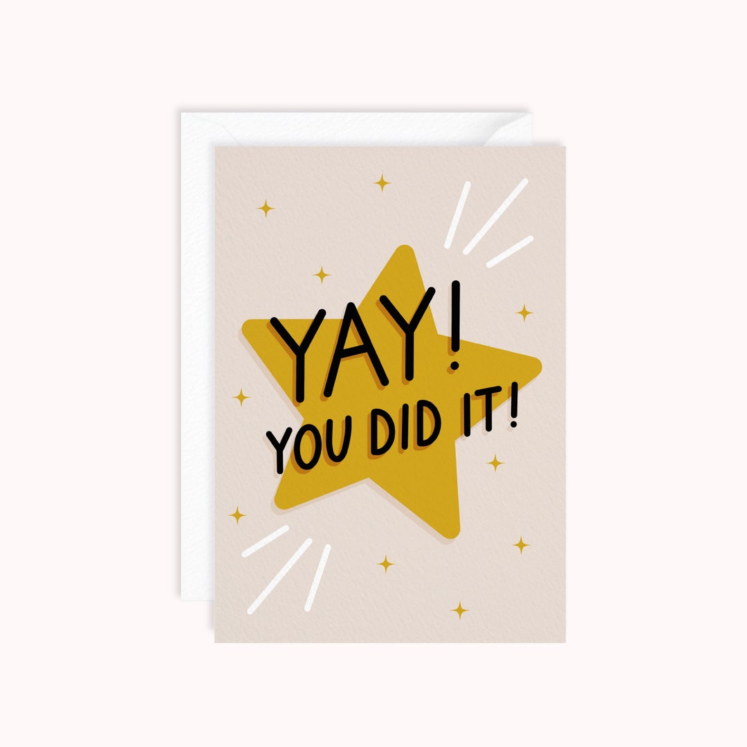 You Did It Card | Yay! You Did It | Gold Star | Congratulations | New ...
