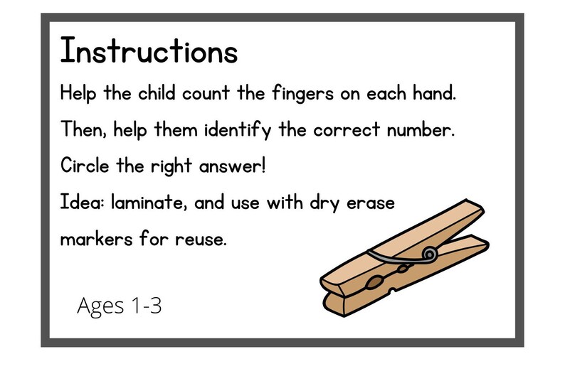 Prek PRINTABLE Finger Counting Flash Cards 1-10 inclusive | Etsy