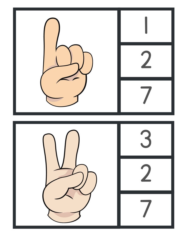 Prek PRINTABLE Finger Counting Flash Cards 1-10 inclusive | Etsy