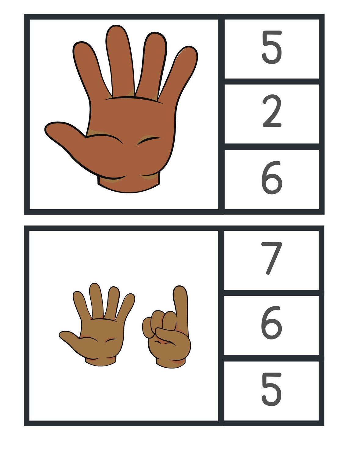 Prek PRINTABLE Finger Counting Flash Cards 1-10 inclusive | Etsy