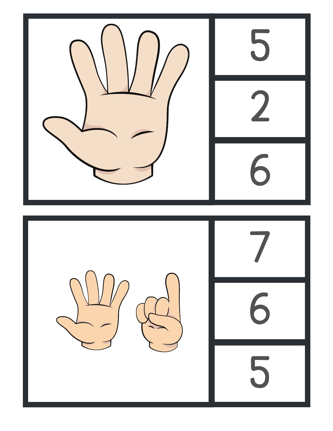 Prek PRINTABLE Finger Counting Flash Cards 1-10 inclusive | Etsy