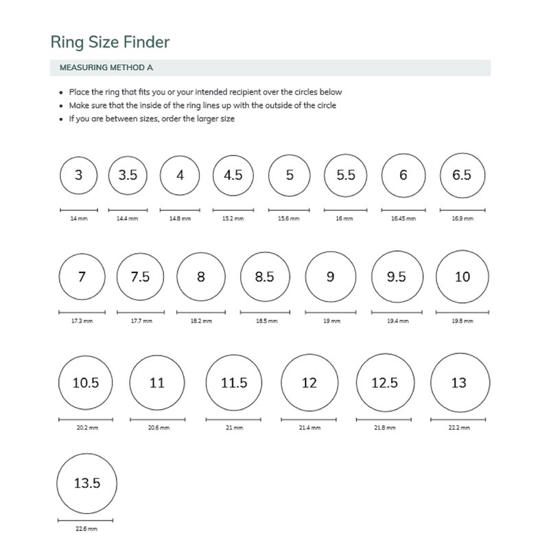 Us Ring Size Chart - Etsy