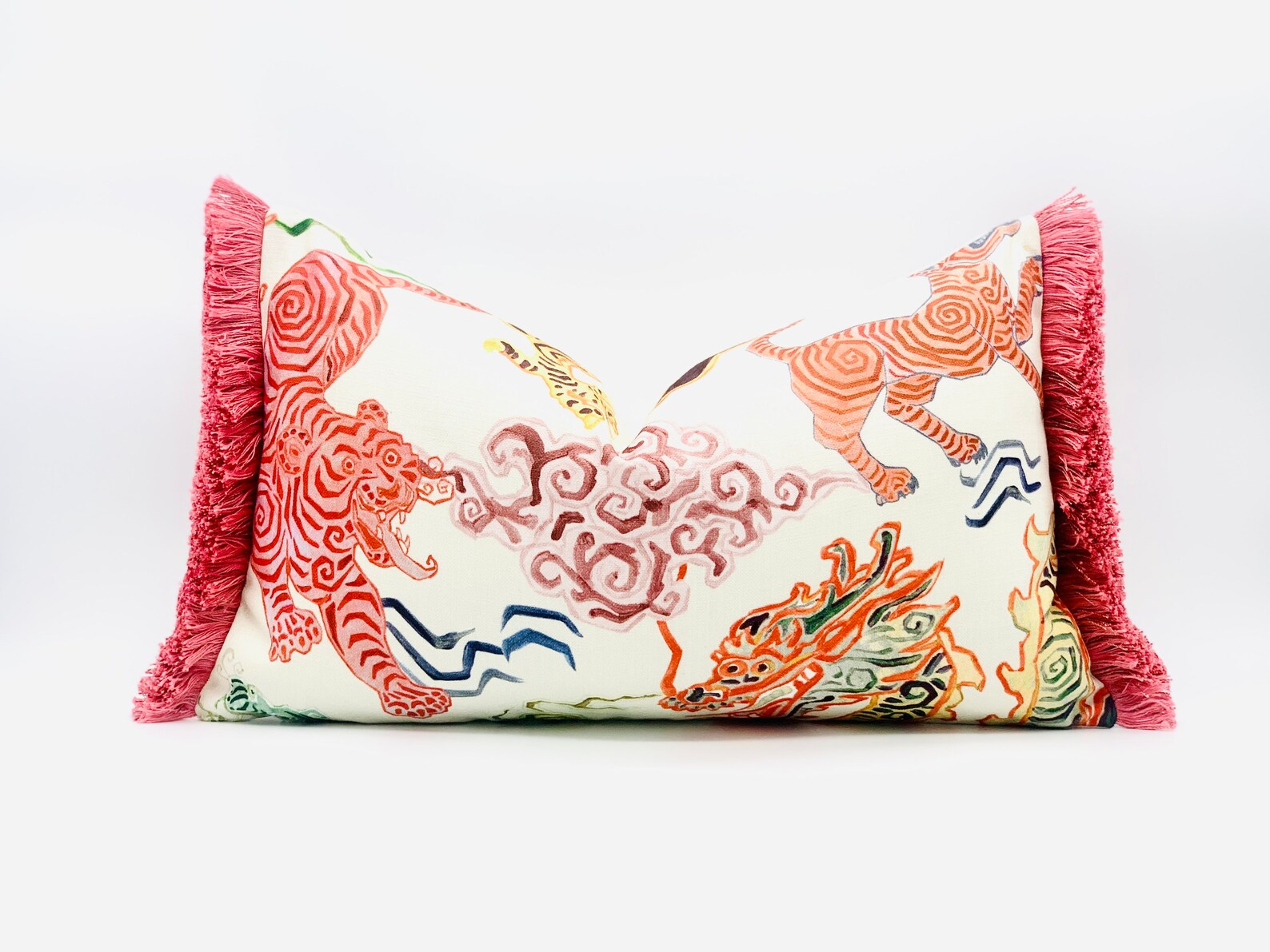Chinoiserie Style Asian Dragon Throw Pillow Cover Lumbar - Etsy