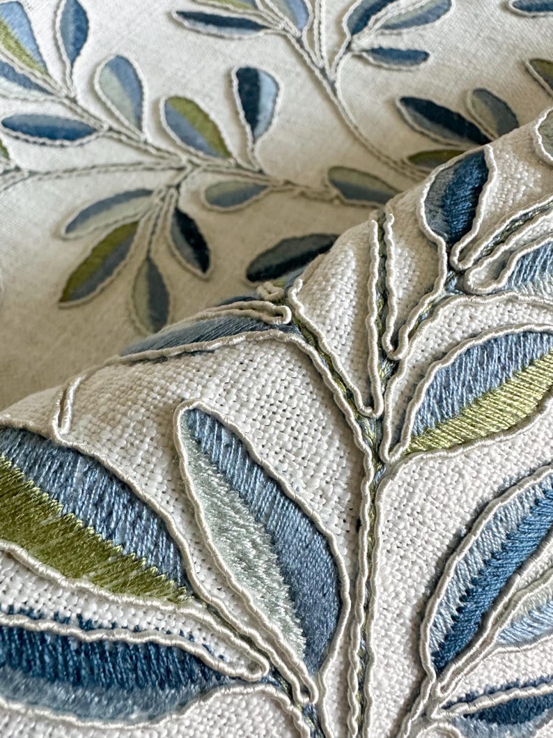 Designer Embroidered Floral Throw Pillow Cover | Blue - Geeen ...