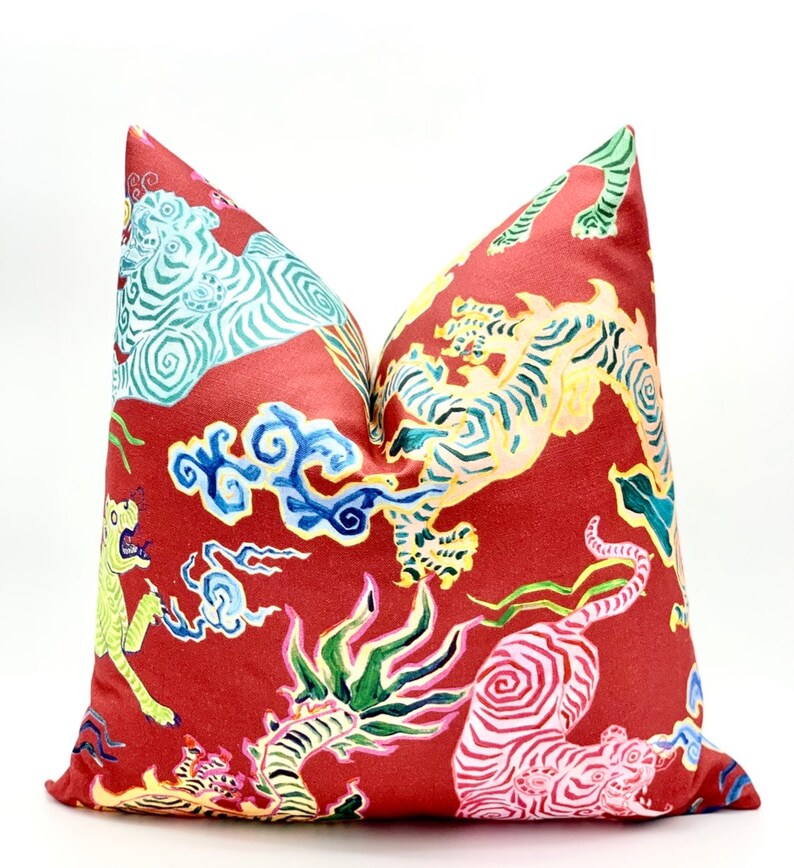 Chinoiserie Style Asian Dragon Throw Pillow Cover , Decorative Pillow ...