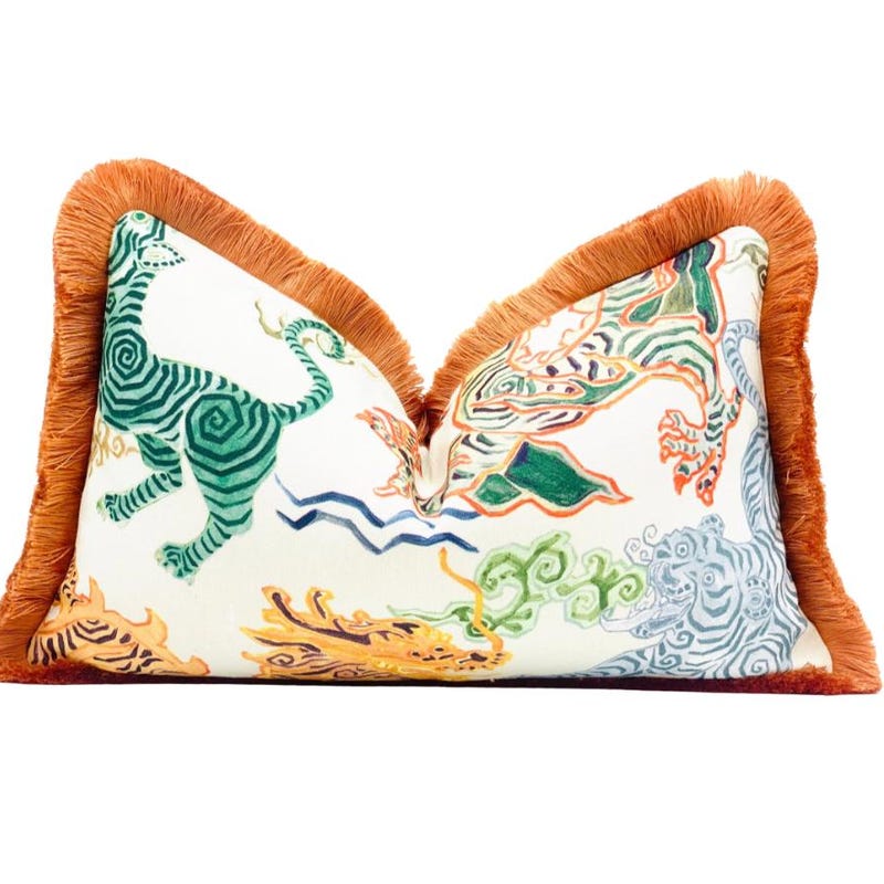 Orange Chinoiserie Pillow - Etsy