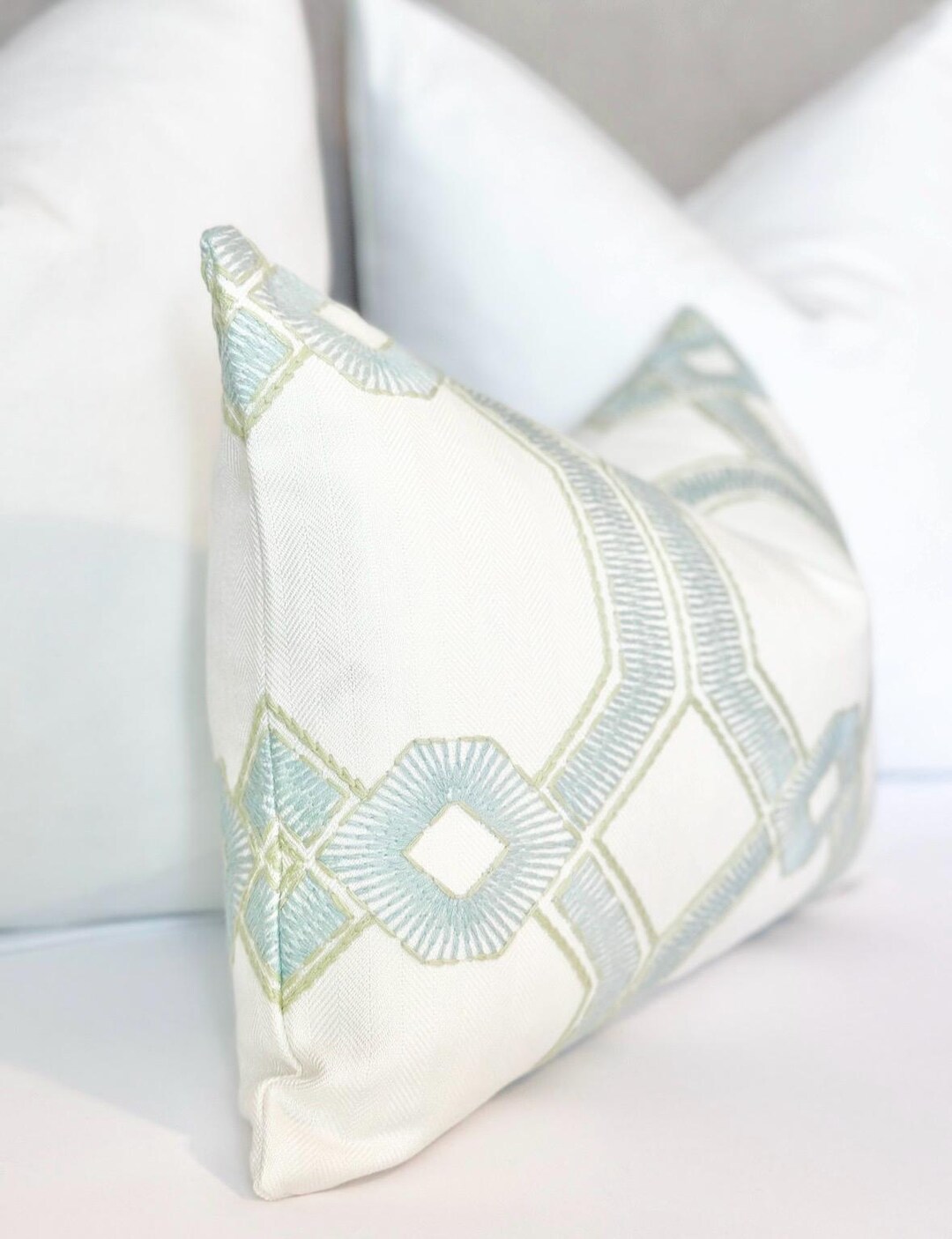 Seaglass Throw Pillow Cover | Embroidered Seaglass Throw Pillow ...