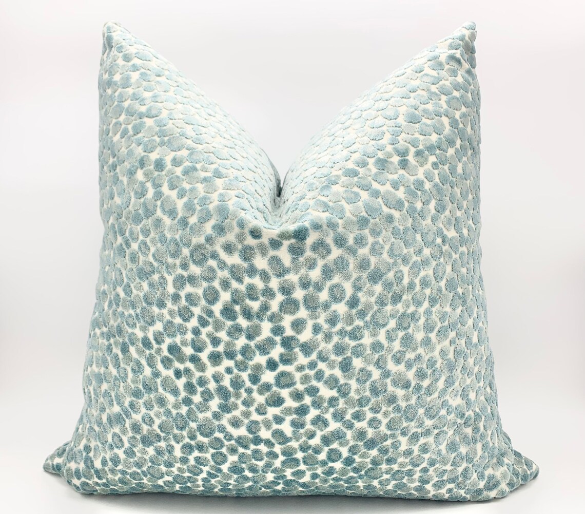 Light Blue Velvet Dots Throw Pillow Cover Light Blue Velvet - Etsy