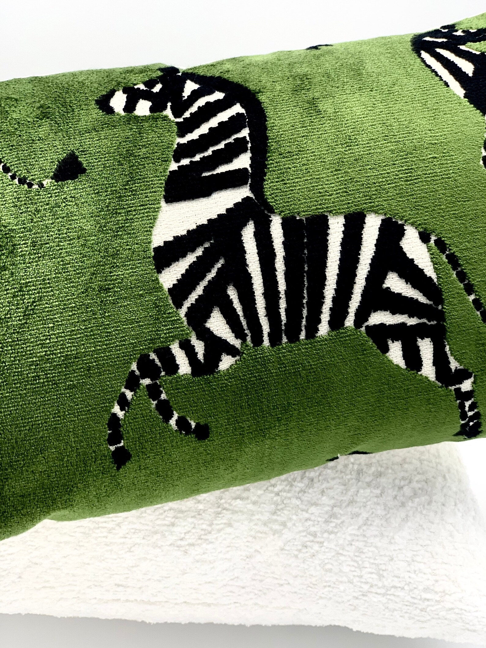 Custom Green Velvet Zebra Print Pillow Cover Luxurious Made-to-order ...