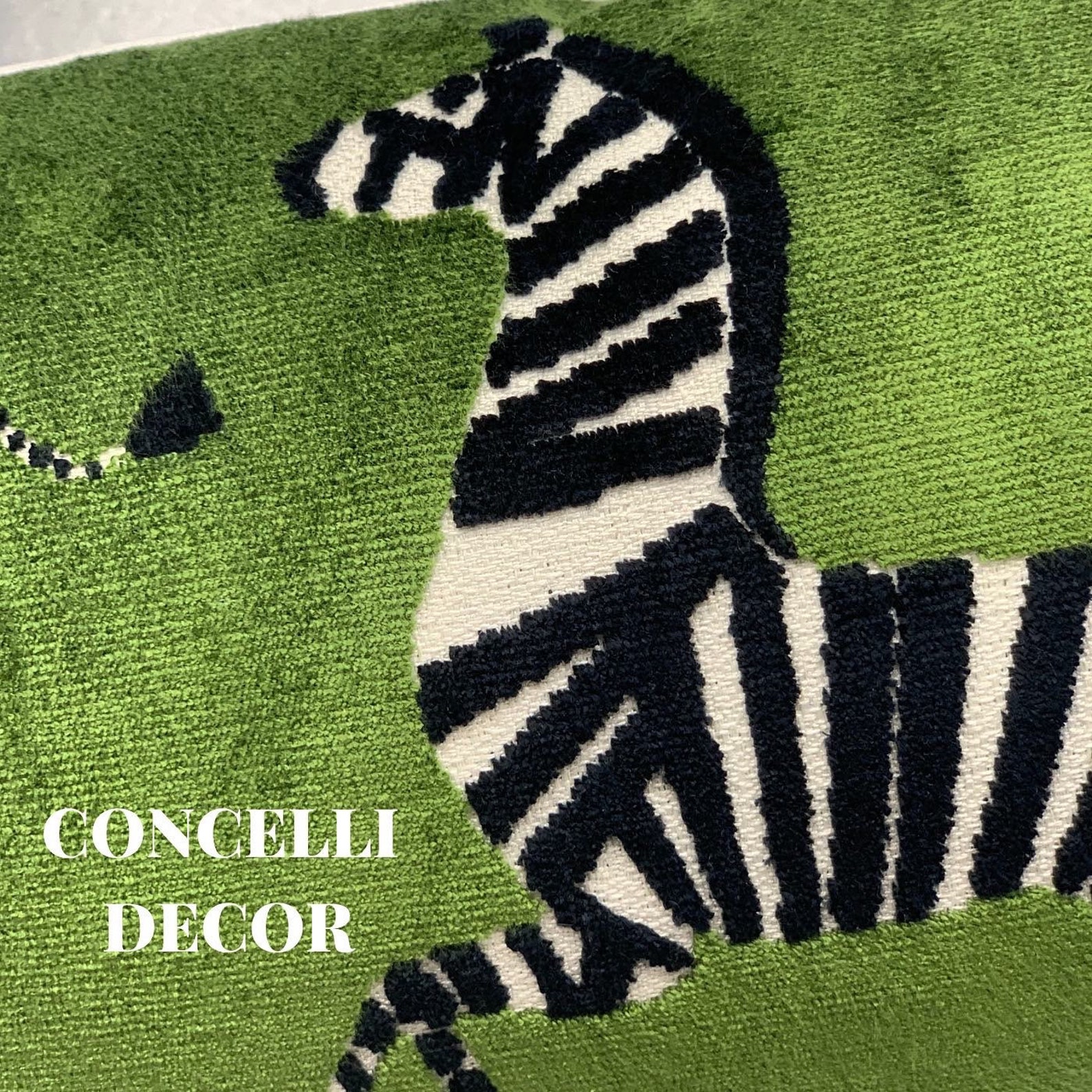 Custom Green Velvet Zebra Print Pillow Cover Luxurious Made-to-order ...