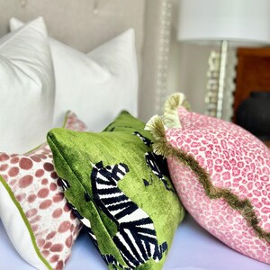 Custom Green Velvet Zebra Print Pillow Cover - Luxurious Made-to-order ...