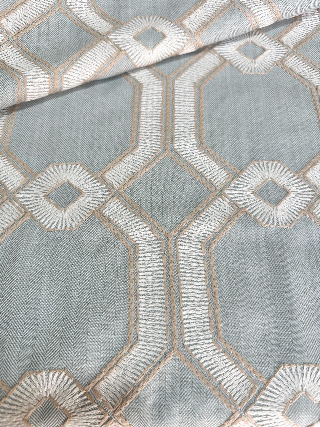 Fabric Swatch Embroidered Seaglass , Blue , Green Fabric - Etsy