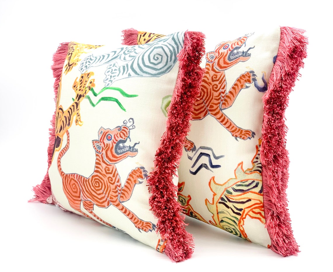 Chinoiserie Style Asian Dragon Throw Pillow Cover Lumbar - Etsy
