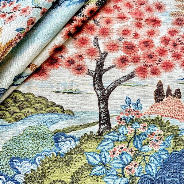 Blue Chinoiserie Fabric - Etsy