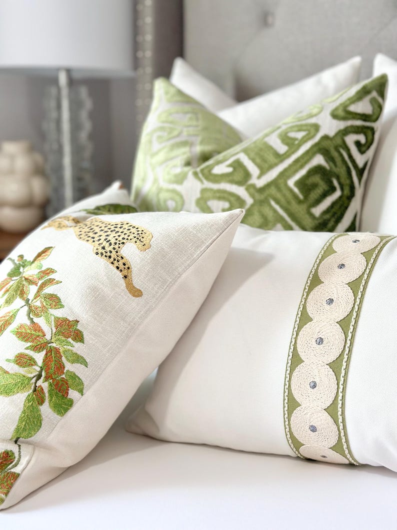 Cheetah Accent Throw Pillow Cover , Embroidered Cheetah Decorative ...